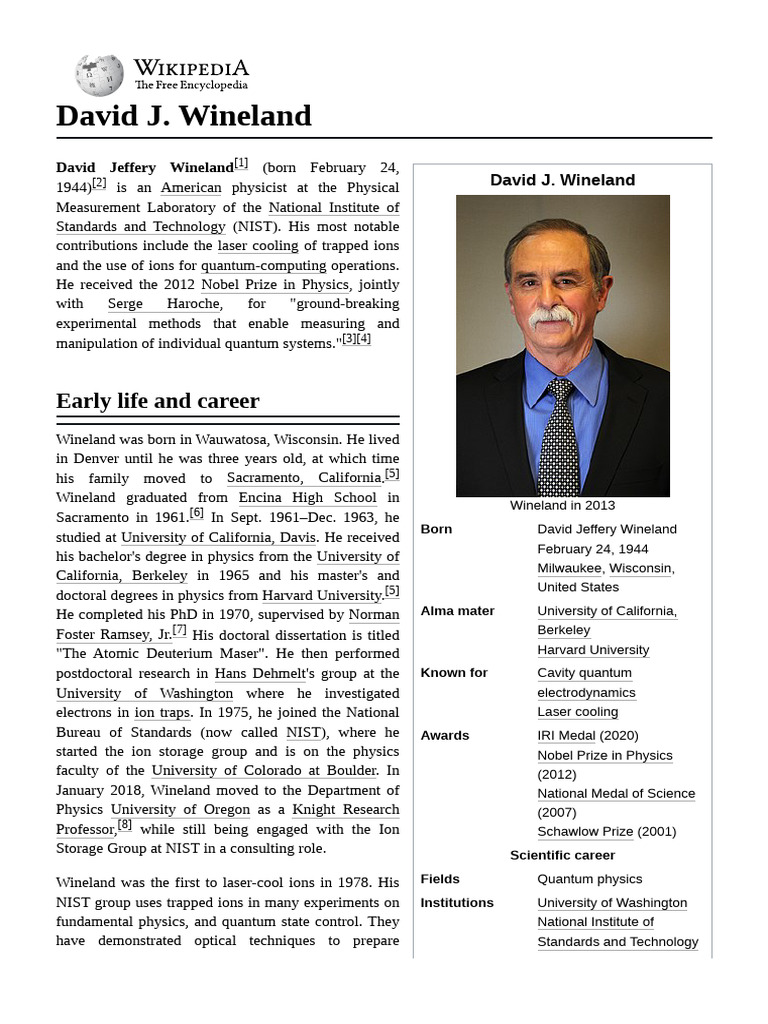 David J. Wineland | PDF | Physics | Quantum Mechanics