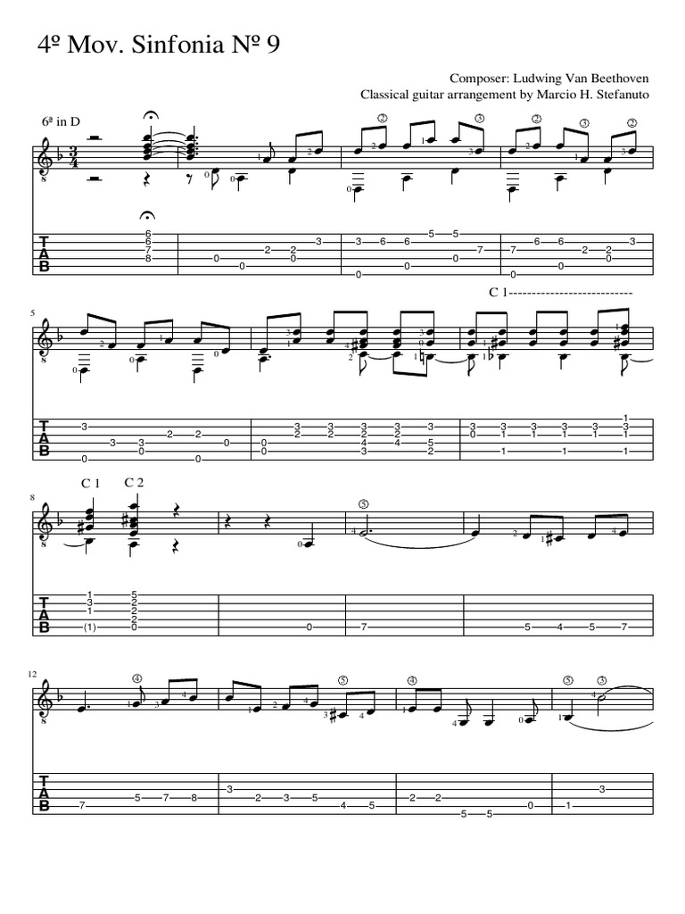 Sinfonia #9 (4º Mov.) (Part +tab) | PDF