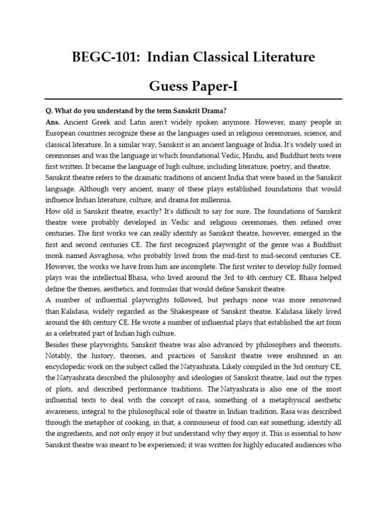 BEGC-101-EM-Guess Paper | PDF | History | Classics