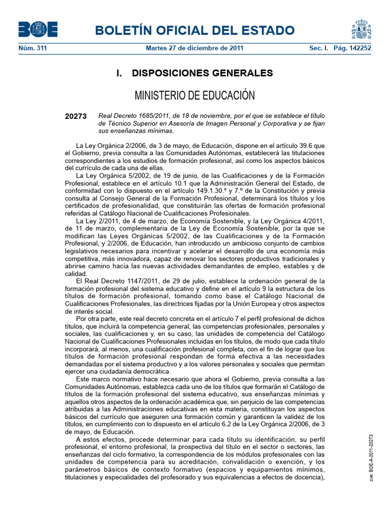 Boe A 2011 20273 | PDF | Desarrollo profesional | Maestros