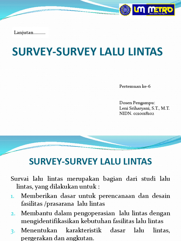 SURVEY LALU LINTAS. Lanjutan....... | PDF