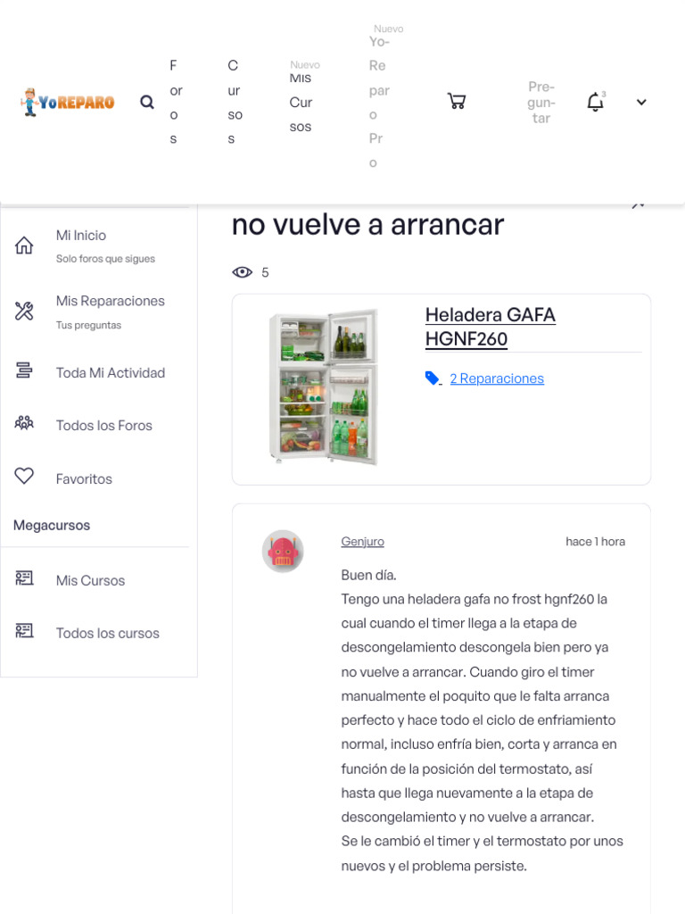 Heladera Gafa Descongela y No Vuelve A Arrancar - YoReparo | PDF | Refrigerador | Tecnologías ...