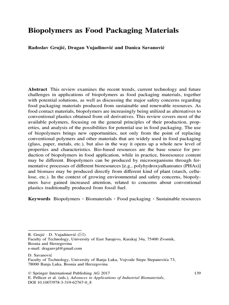 Biopolymers in Food Packaging | PDF | Biopolymer | Plastic