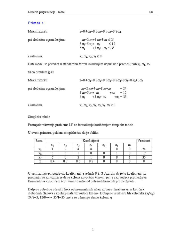 Zadaci Iz Linearnog Programiranja | PDF