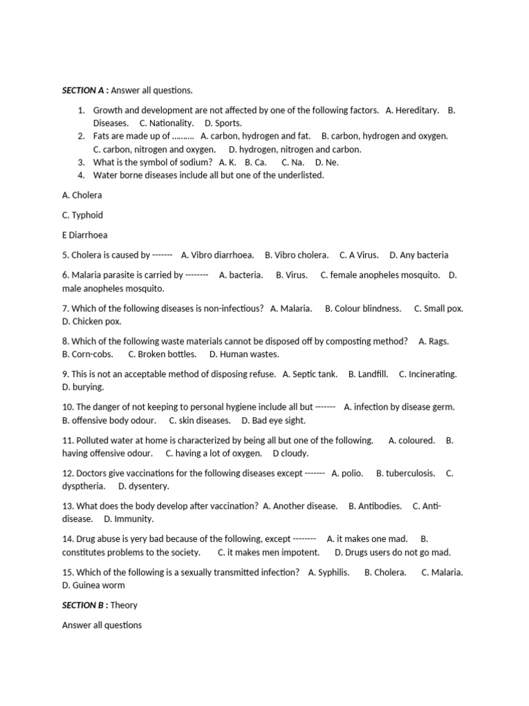 Jss 1 Basic Sc Pdf Malaria Infection