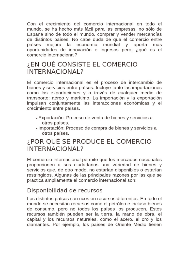 Qué Es El Comercio Internacional | PDF | El comercio internacional ...