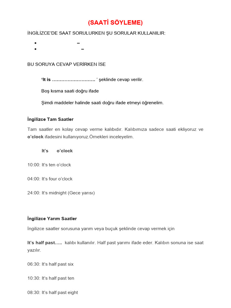 Saatler Konu Anlatimi | PDF