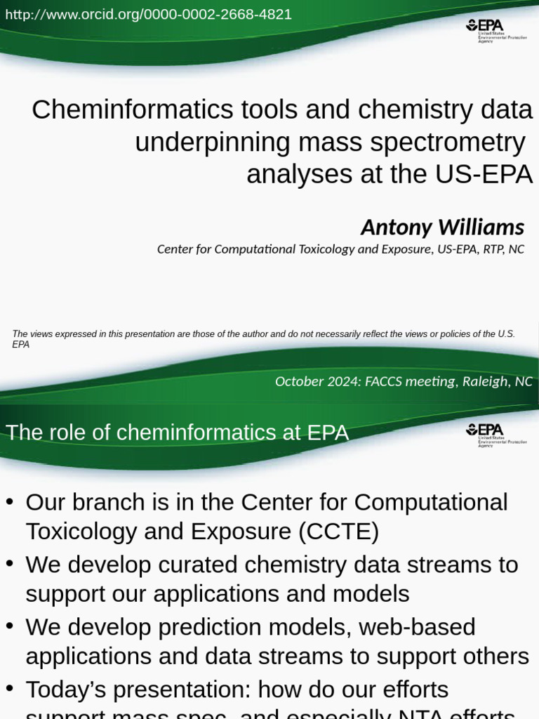 Cheminformatics Tools and Chemistry Data Underpinning Mass Spectrometry Analyses at The US-EPA | PDF