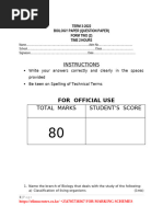 Biology Form 1 End Term 1 Exam 2021 Questions and Answers | PDF ...