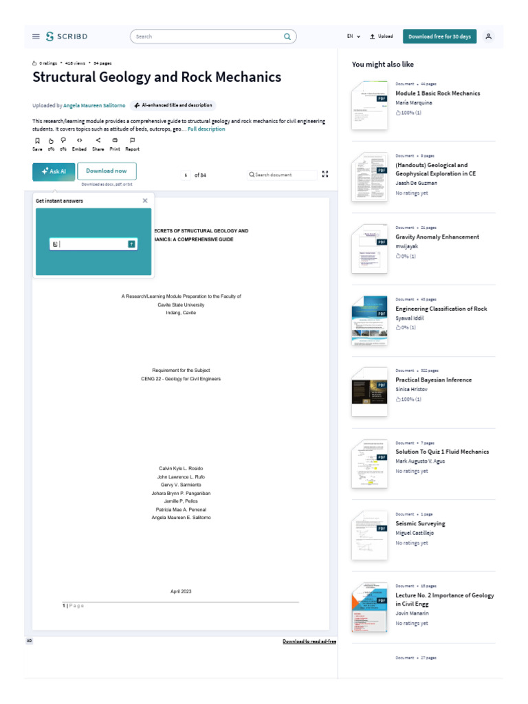 Structural Geology and Rock Mechanics: Download Now | PDF | Strength Of ...
