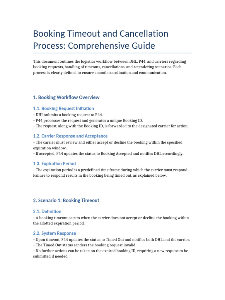 Booking Timeout and Cancellation Process | PDF