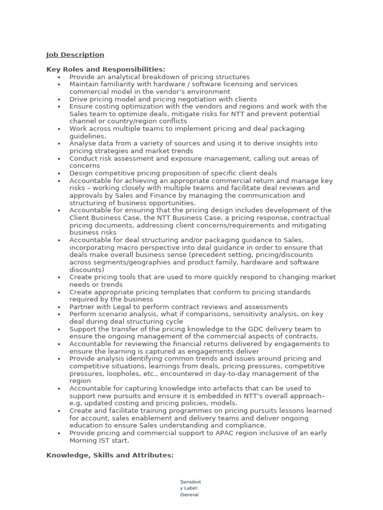 Job Description_ R-114971_Pricing Analyst | PDF | Pricing | Risk