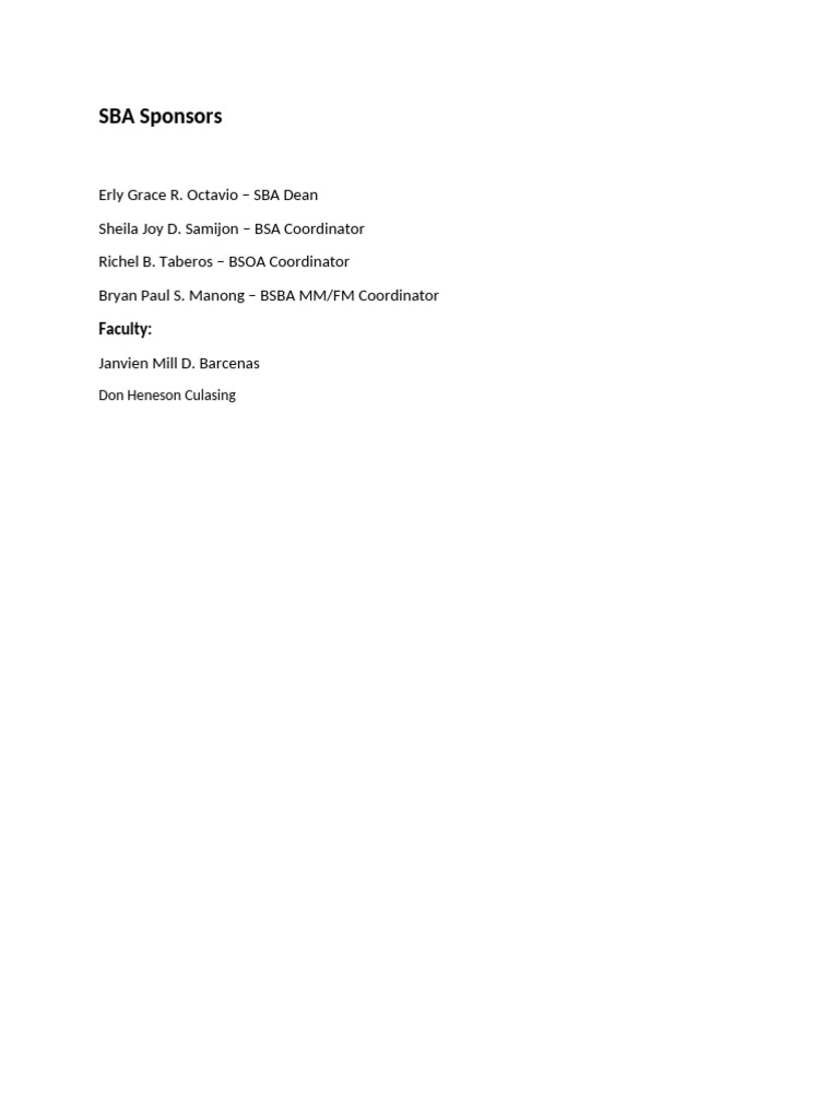 SBA List of Sponsors-Members A | PDF | Social Science | Travel