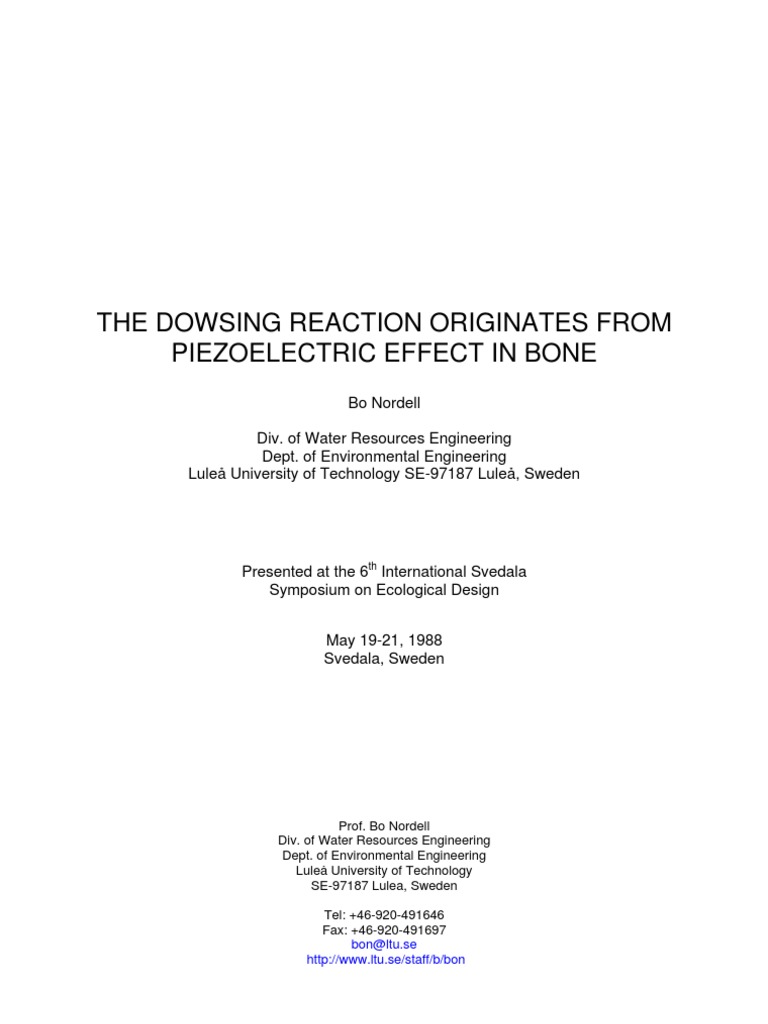 The Dowsing Reaction Originates From Piezoelectric Effect in Bone - Bo ...