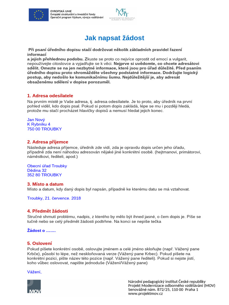 Pracovni List Zadost | PDF