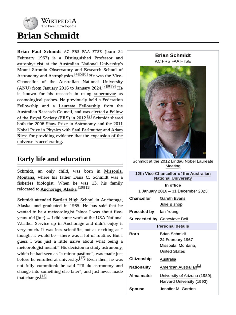 Brian Schmidt | PDF | Astronomy