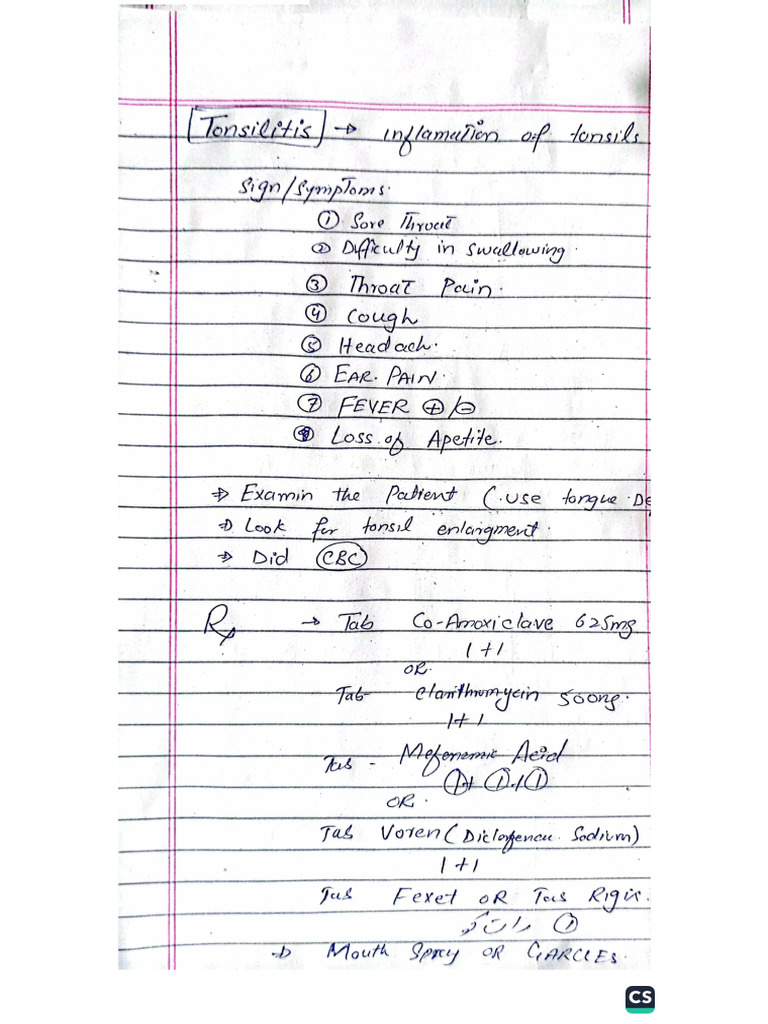 Tonsillitis, Clinical Medicines by DR Sajid | PDF