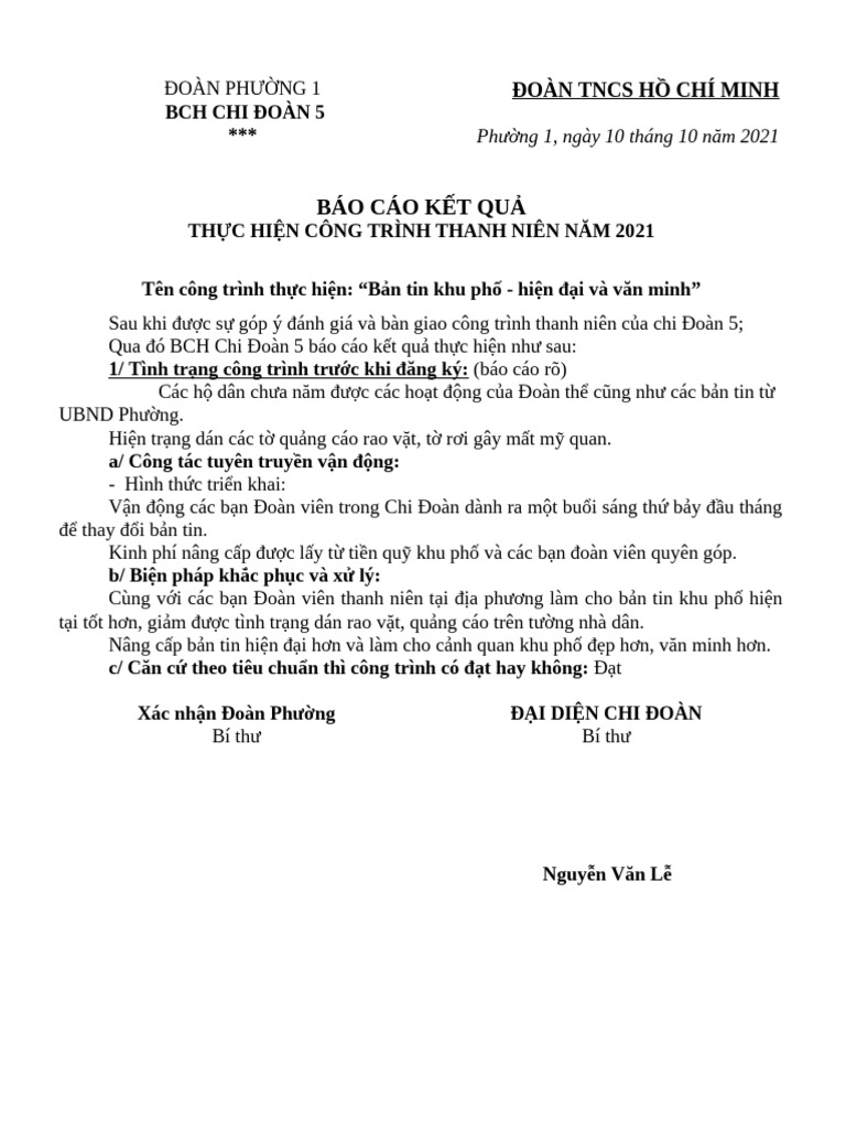 Mau Bao Cao CTTN 2021 | PDF