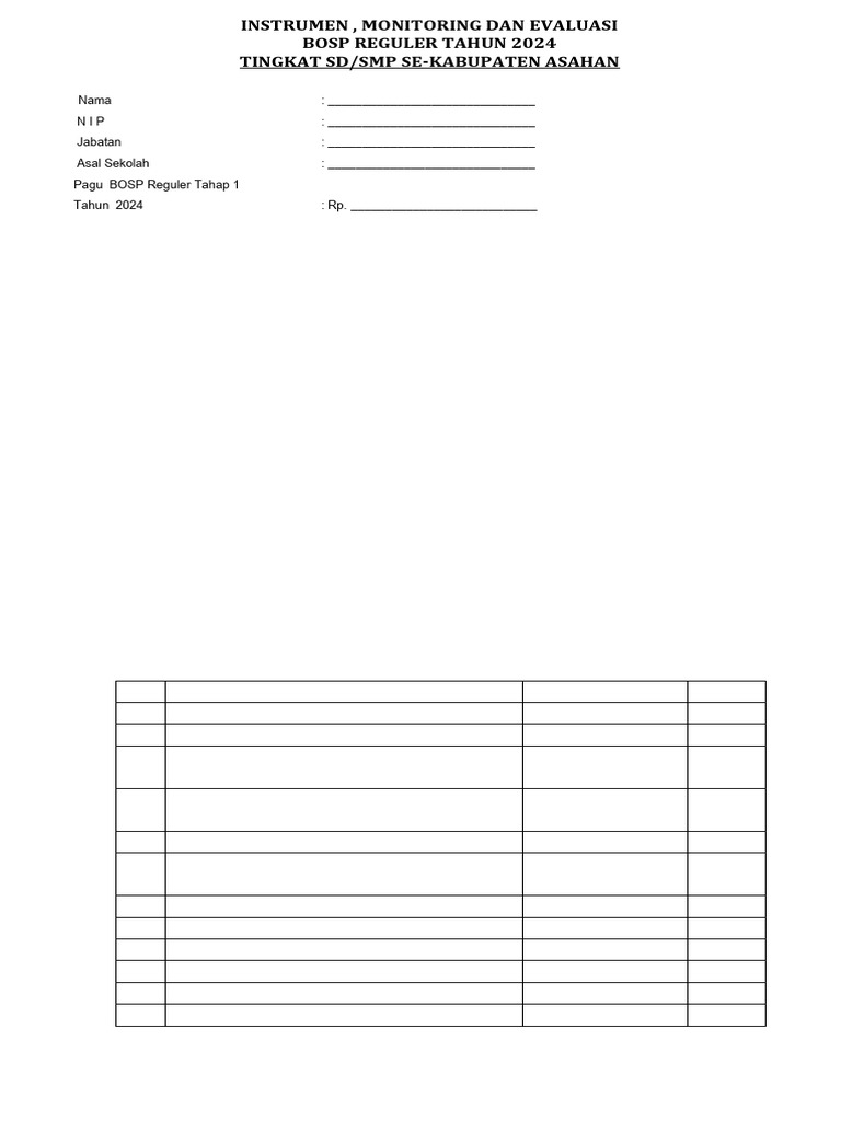 Instrumen Fix Bosp Reguler Tahap 1 (Satu) Tahun 2024 | PDF | Karier ...