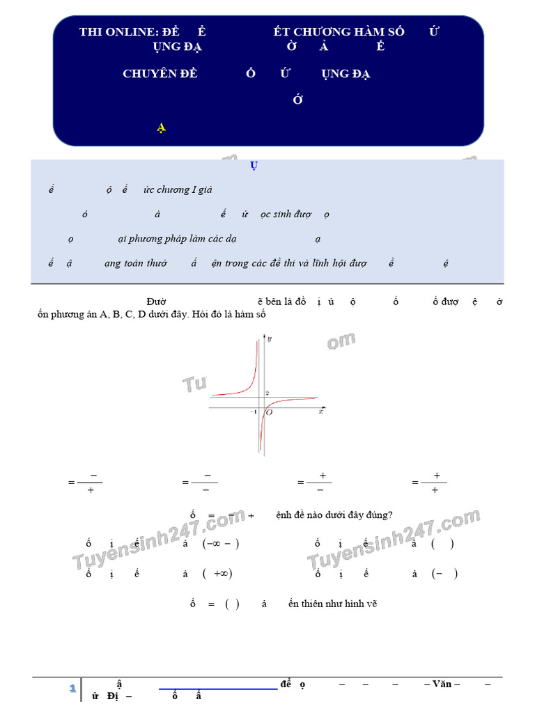 De Thi BTVN de Kiem Tra 1 Tiet Chuong Ham So Va Ung Dung Dao Ham 1676716280 | PDF
