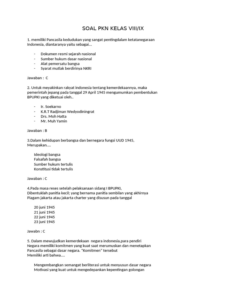 Soal PKN Kelas Viii | PDF