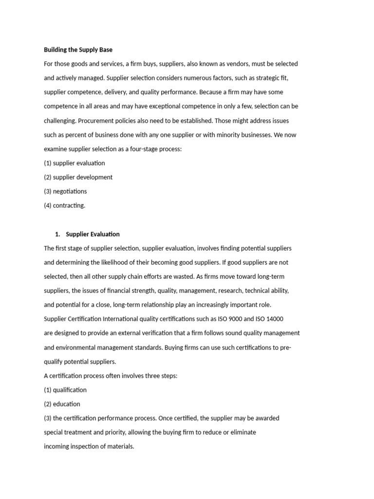 Building the Supply Base | PDF | Supply Chain | Procurement