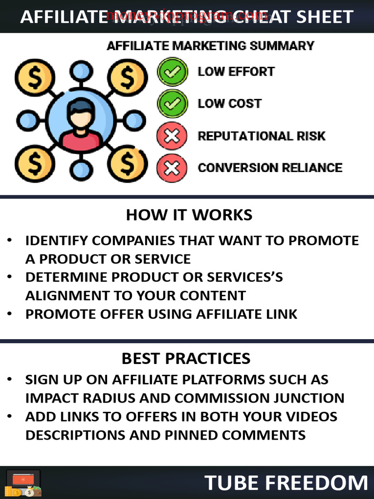 Affiliate Marketing Cheat Sheet Guide | PDF