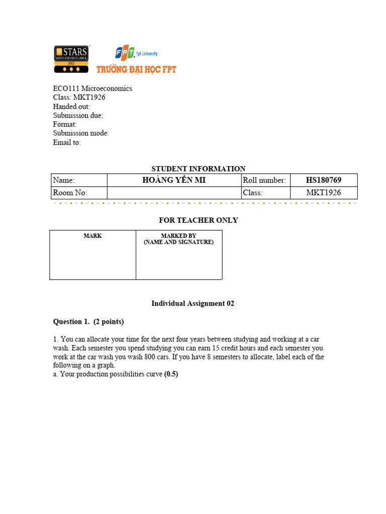 ECON111 - Individual Assignment 02 | PDF | Elasticity (Economics ...