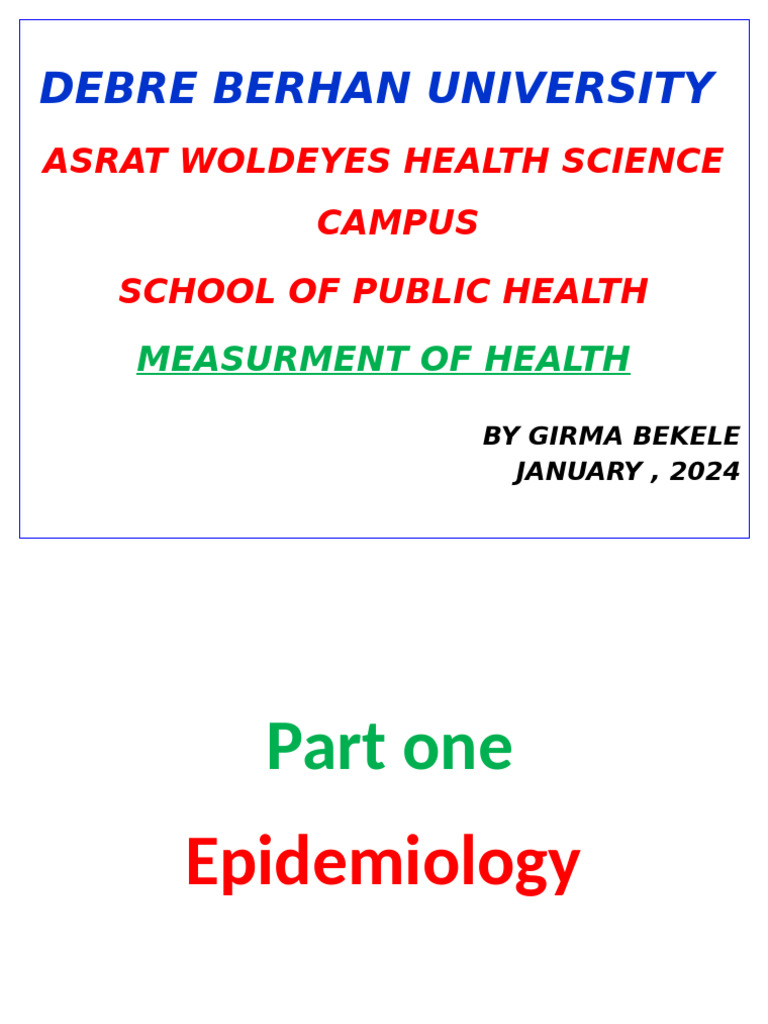 Introduction To Epidemiology | PDF | Infection | Epidemiology