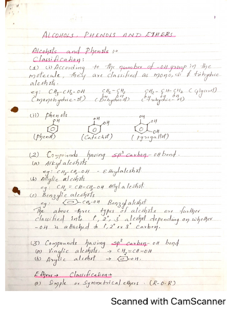 Alcohols. S notes | PDF
