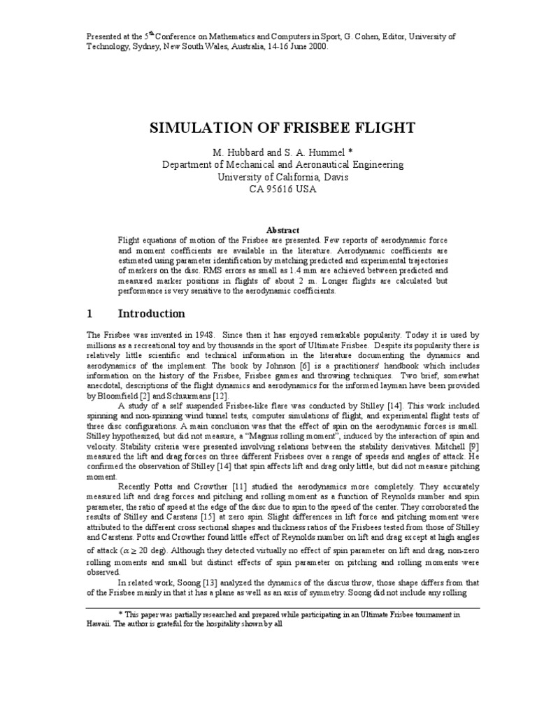 5thMACS Frisbee Simulation | PDF | Flight Dynamics (Fixed Wing Aircraft ...
