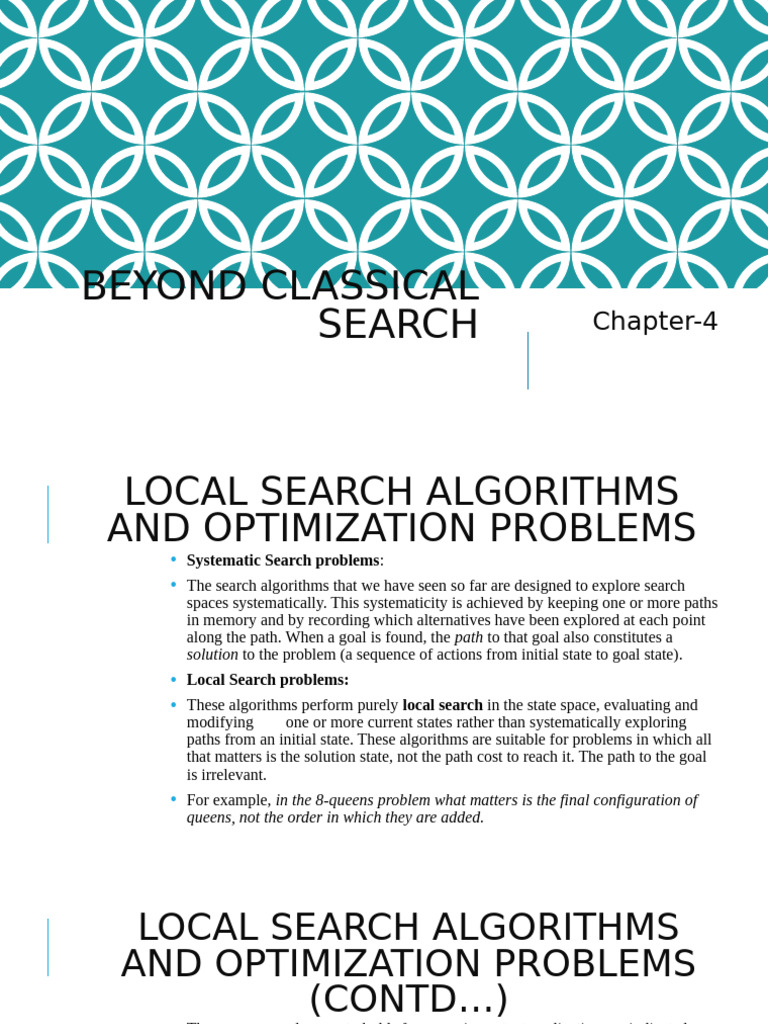 Beyond Classical Search | PDF | Genetic Algorithm | Algorithms