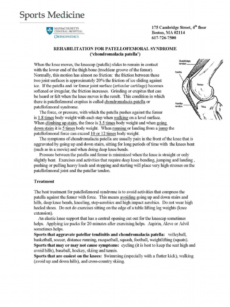 Rehabilitation Protocol for Chondromalacia Patella | PDF