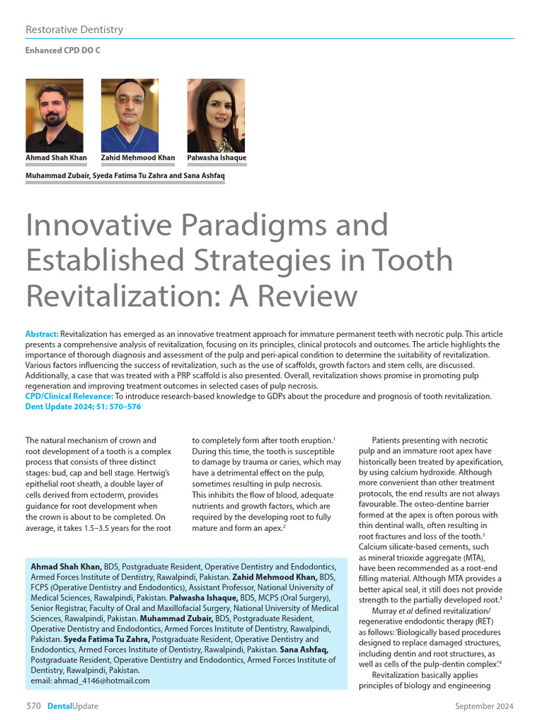 Innovative Paradigms and Established Strategies in Tooth Revitalization ...