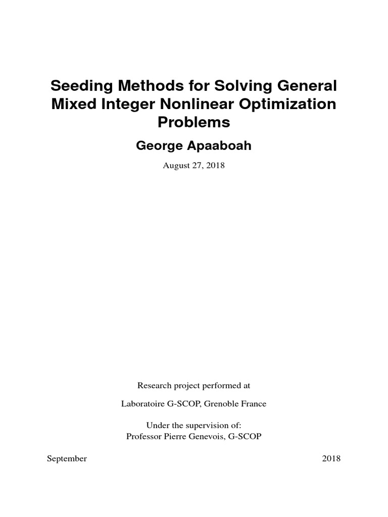 Seeding Methodsfor Solving General MINLP | PDF | Mathematical Optimization | Linear Programming