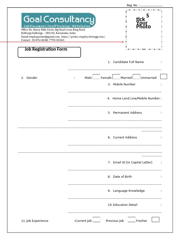Job Seeker Registration Form (1) | PDF | Recruitment
