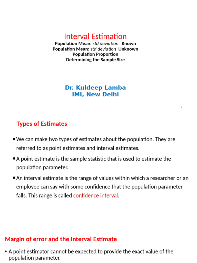 Interval Estimation | PDF | Estimator | Confidence Interval