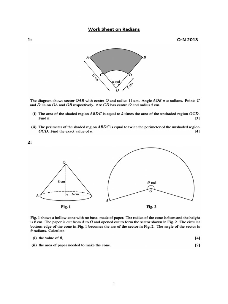 03 - Worksheet On Radians | PDF | Technology & Engineering