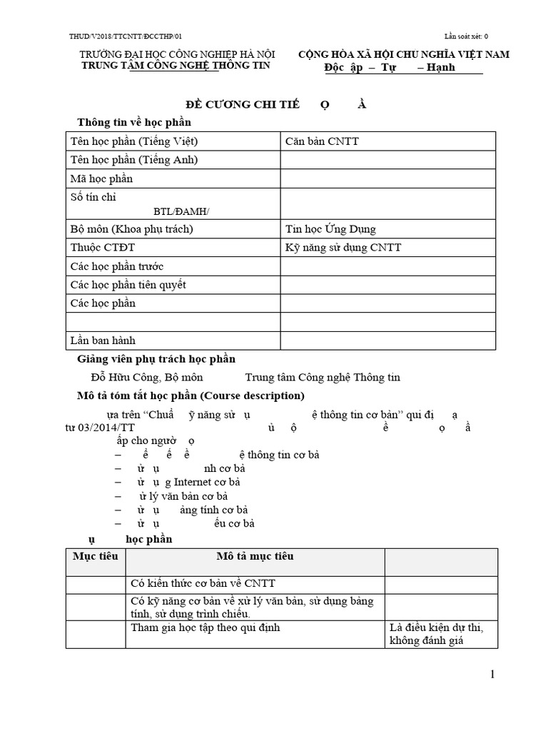 De Cuong CBCNTT CDIO | PDF