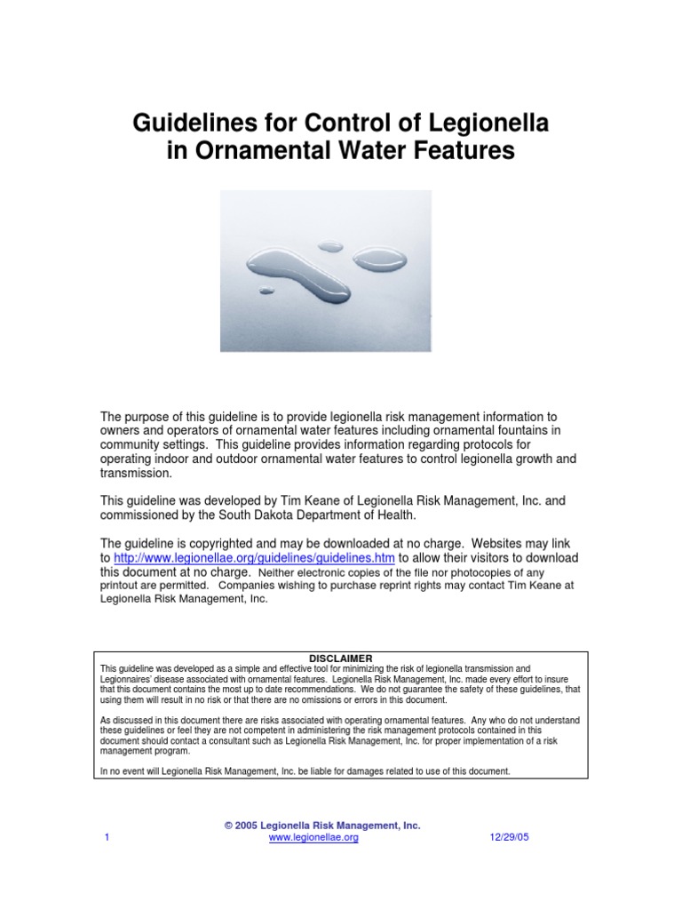 Guidelines For Control of Legion Ella in Water Features 122905 Updated ...