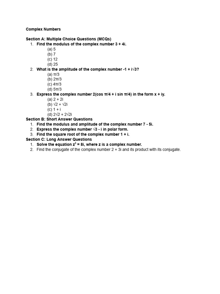 Complex Number 1.3 | PDF