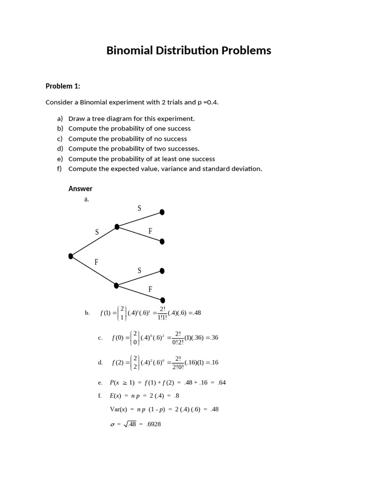 Problems 1 - BInomial Distribution | PDF | Variance | Statistical Models