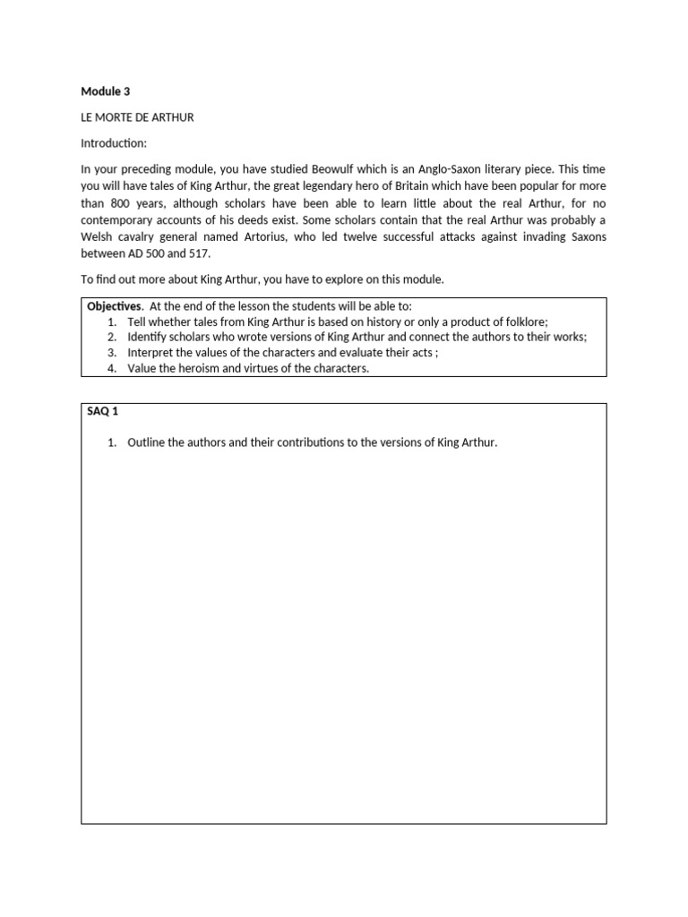 Module-3-English-American-Literature | PDF | Lancelot | King Arthur