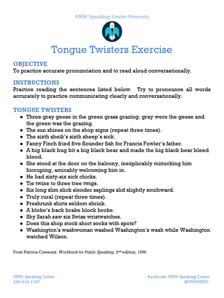 Tongue Twisters for Clear Speech Practice | PDF