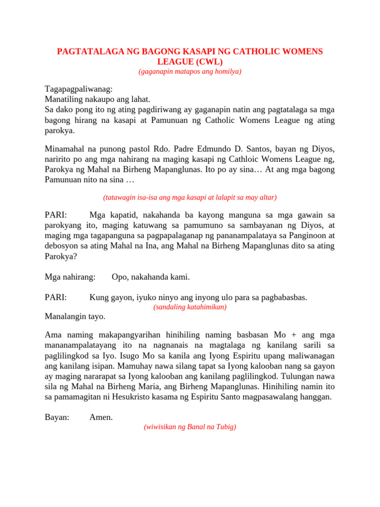 CWL Pagtatalaga | PDF