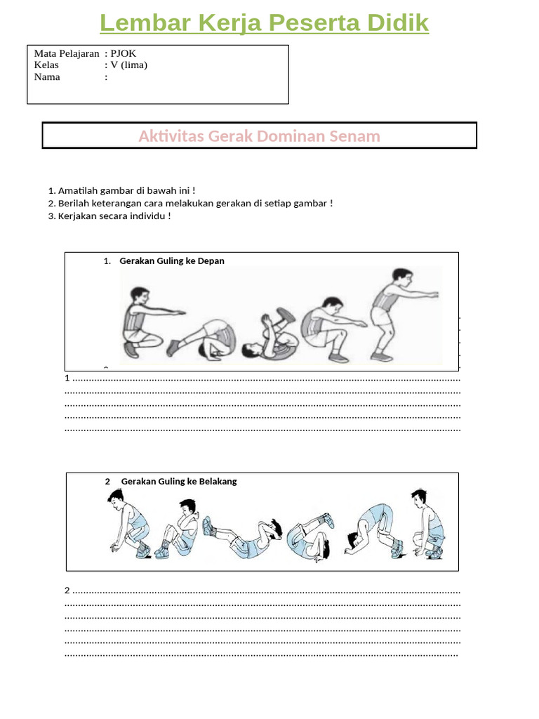 LKPD PJOK Kelas 5: Gerakan Guling | PDF