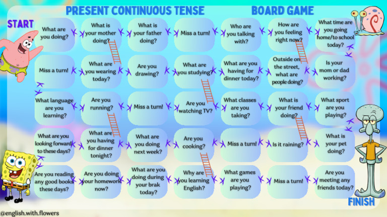 Present Continuous Board Game | PDF