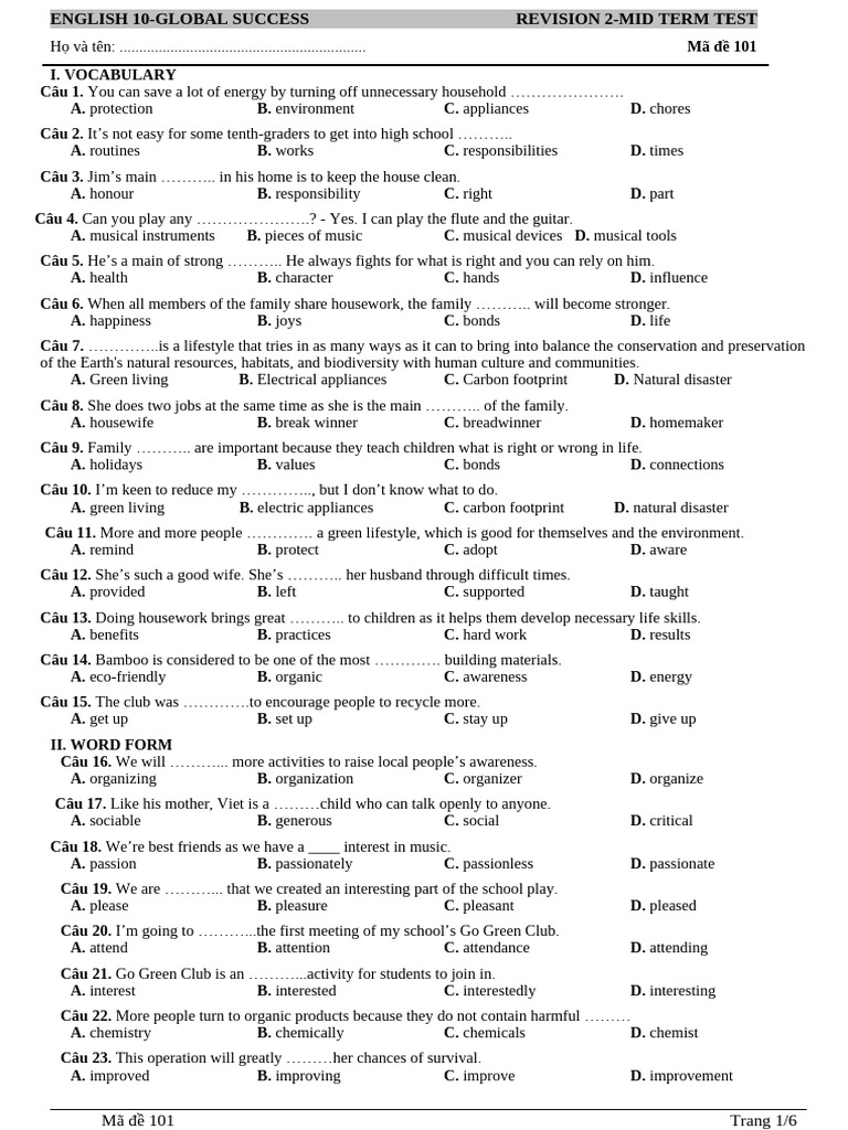 10-Revision 2-Mid Term 1 Ma - de - 101 | PDF
