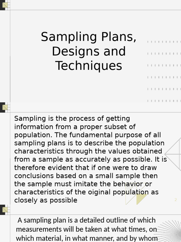Sampling Plans Designs and Techniques | PDF | Sampling (Statistics) | Errors And Residuals