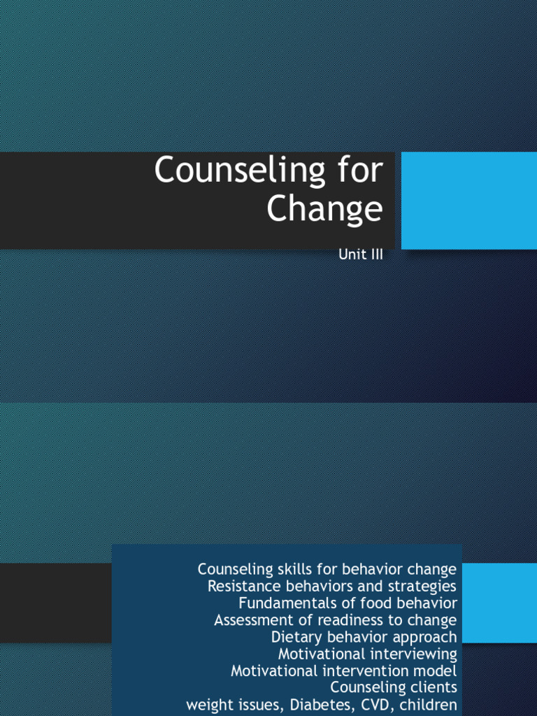 UNIT III Counseling For Change - Ref | PDF | Diabetes | Nutrition